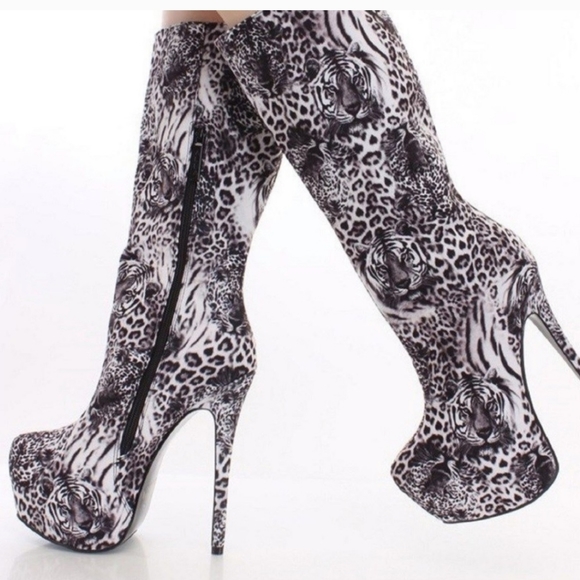 Alba | Shoes | Alba Platform Boots Tiger Print Zip Up Euc | Poshmark